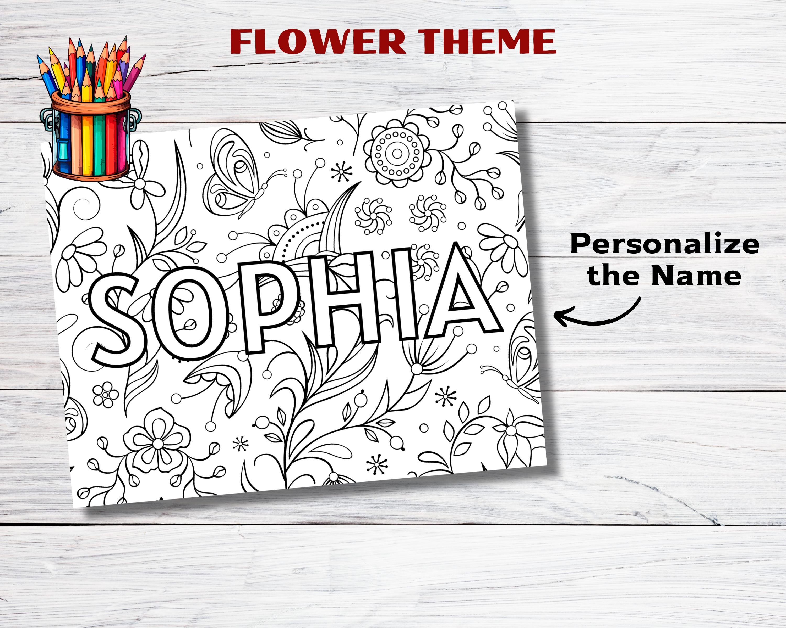 Custom Name Flower Coloring Page : Personalized Kids Activity (PDF) - Etsy