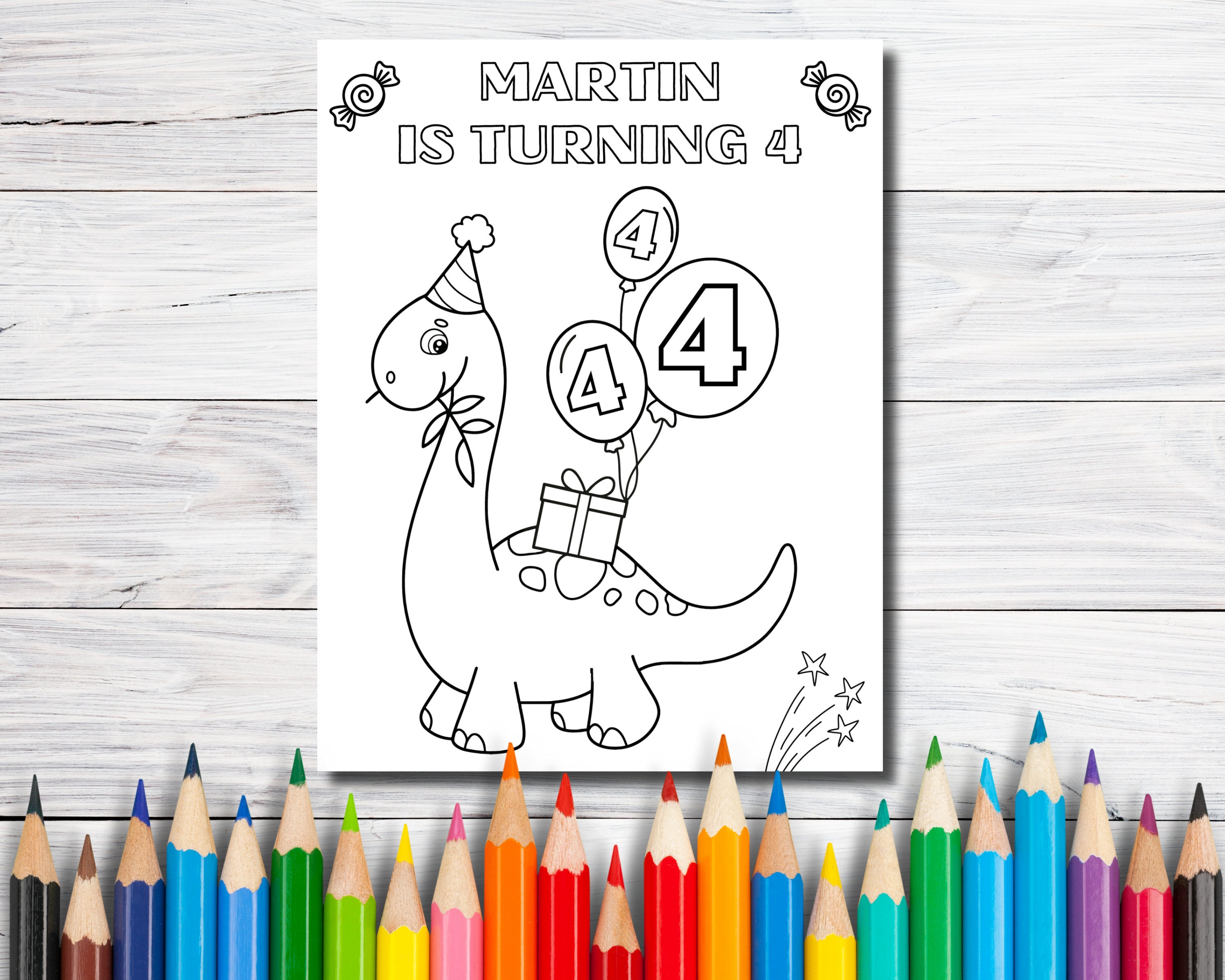 6 Customizable Birthday Coloring Page, Birthday Coloring, Dinosaur ...