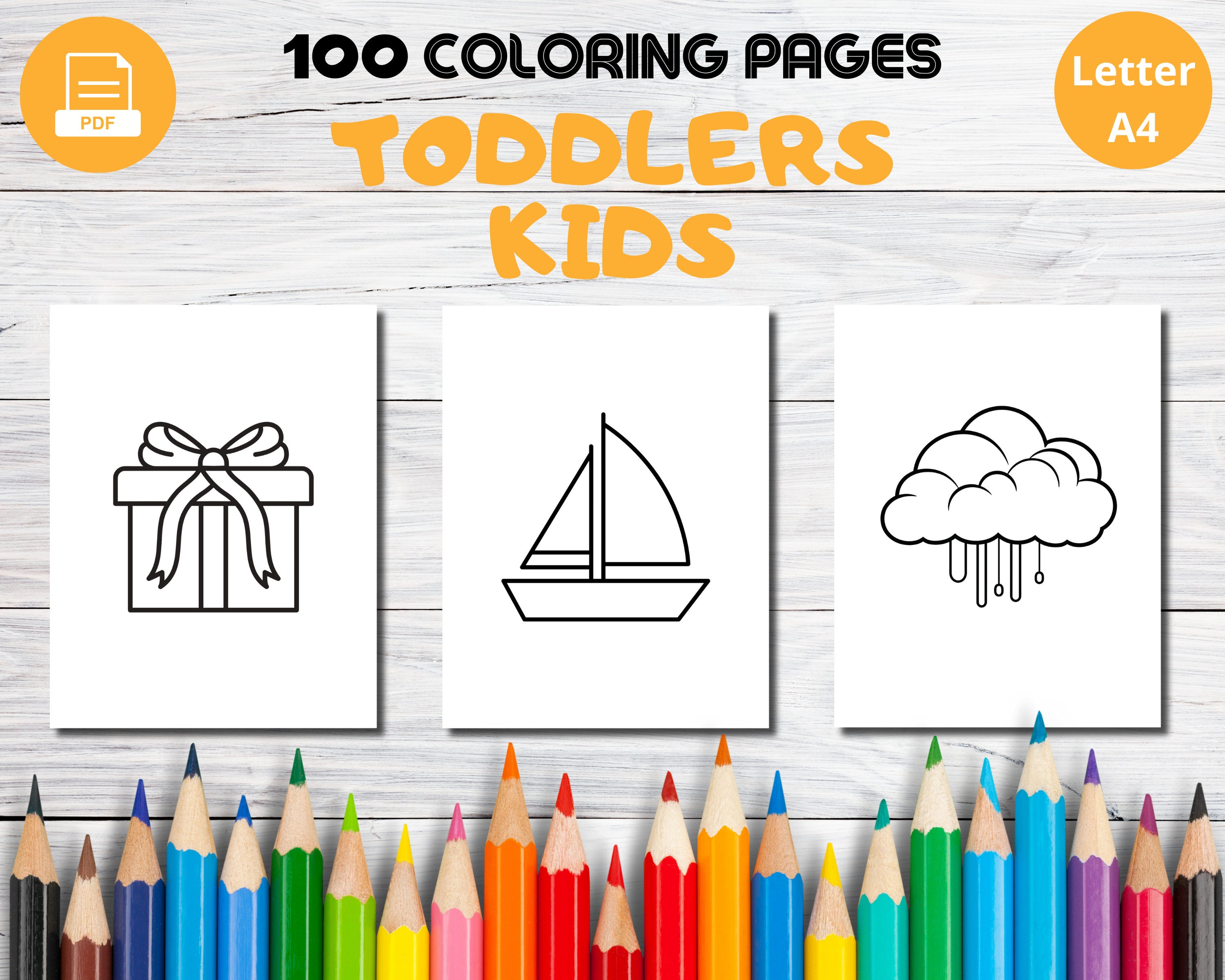 100 Printable Coloring Pages for Kids Toddlers Preschoolers - Etsy