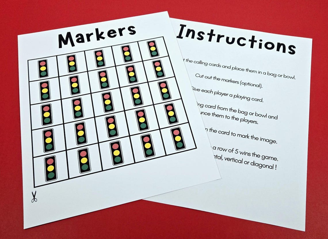 Road Signs Bingo Game for Kids : 20 Printable Cards (PDF) - Etsy