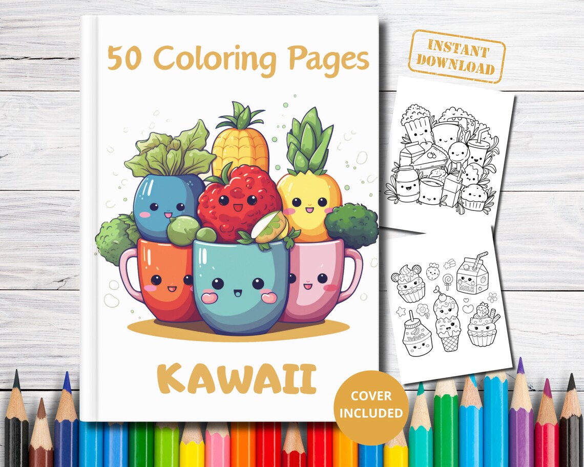 50 Kawaii Coloring Pages, Cute Coloring Pages, Coloring for Kids ...