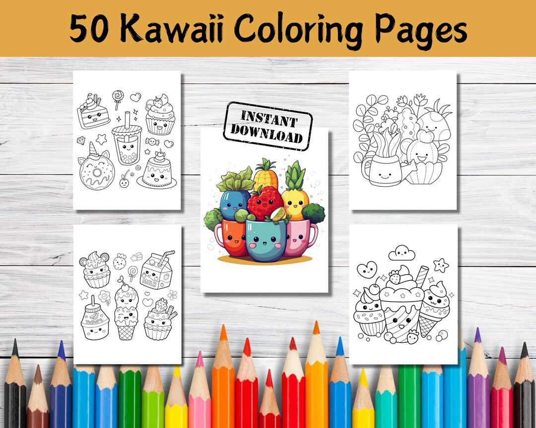 50 Kawaii Coloring Pages, Cute Coloring Pages, Coloring for Kids and ...