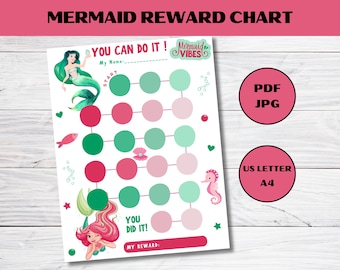 Mermaid Reward Chart | Printable Reward Chart | Editable | Chore Chart ...