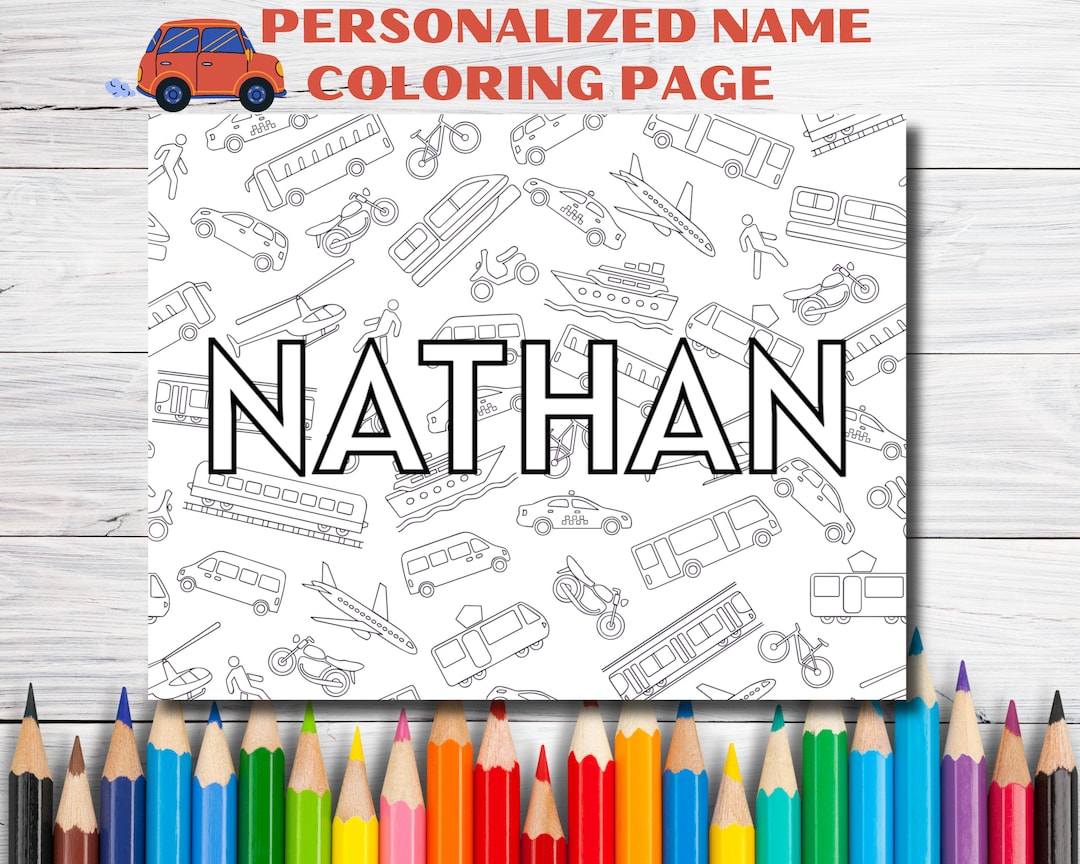 Custom Name Coloring Page, Construction Vehicles (digital Download) - Etsy