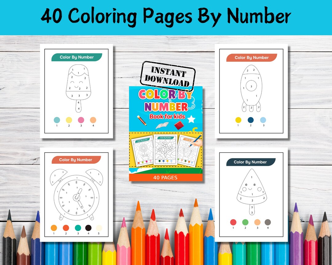 40 Color by Number Pages for Kids, Activity Book for Kids, Preschool ...