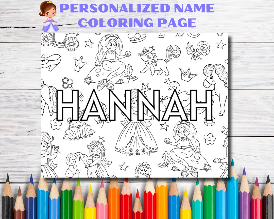 1 Customizable Name Coloring Page, Princess Coloring, Personalize ...