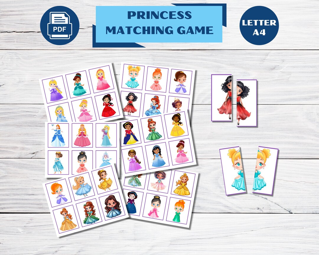 Princess Matching Game : Kids Printable Activity (PDF) - Etsy Canada