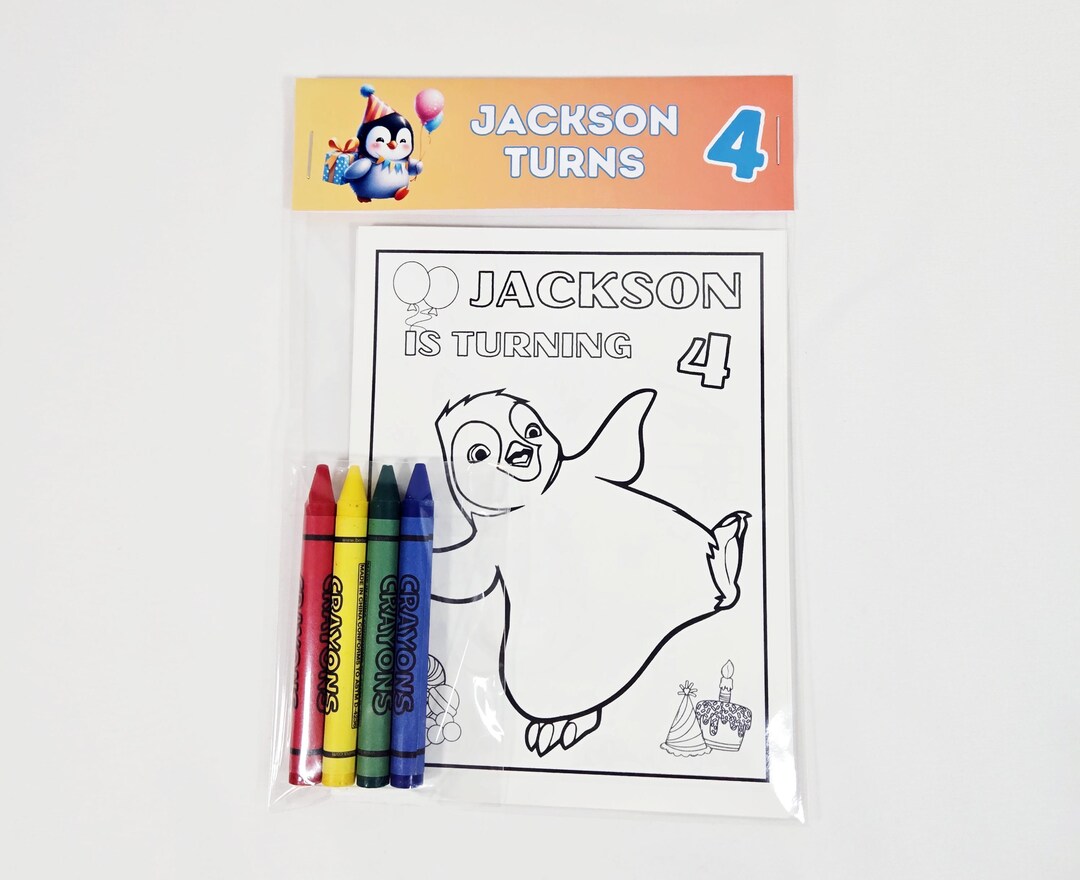 Personalized Penguin Coloring Page Party Favors With Crayons - Etsy