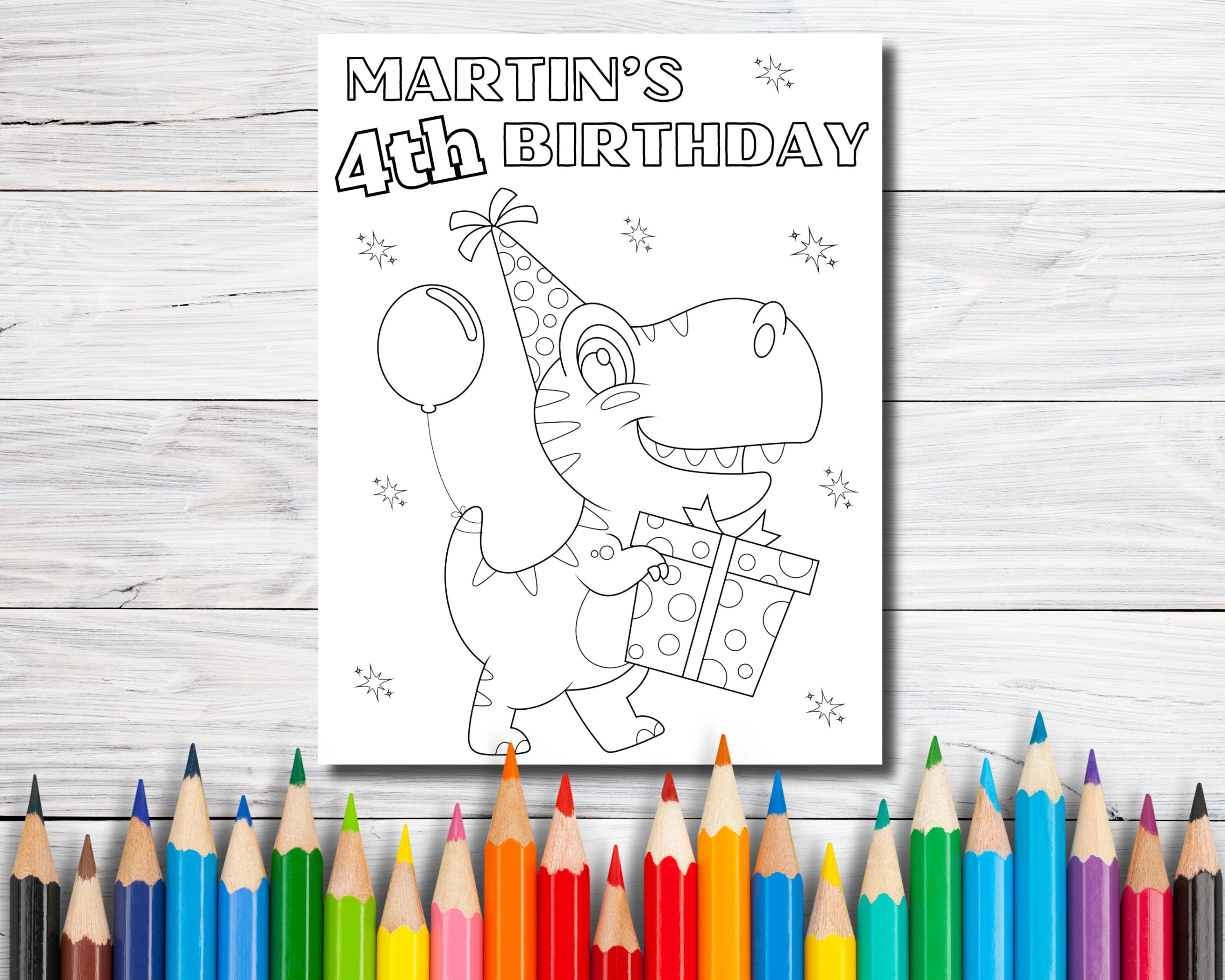 6 Customizable Birthday Coloring Page, Birthday Coloring, Dinosaur ...
