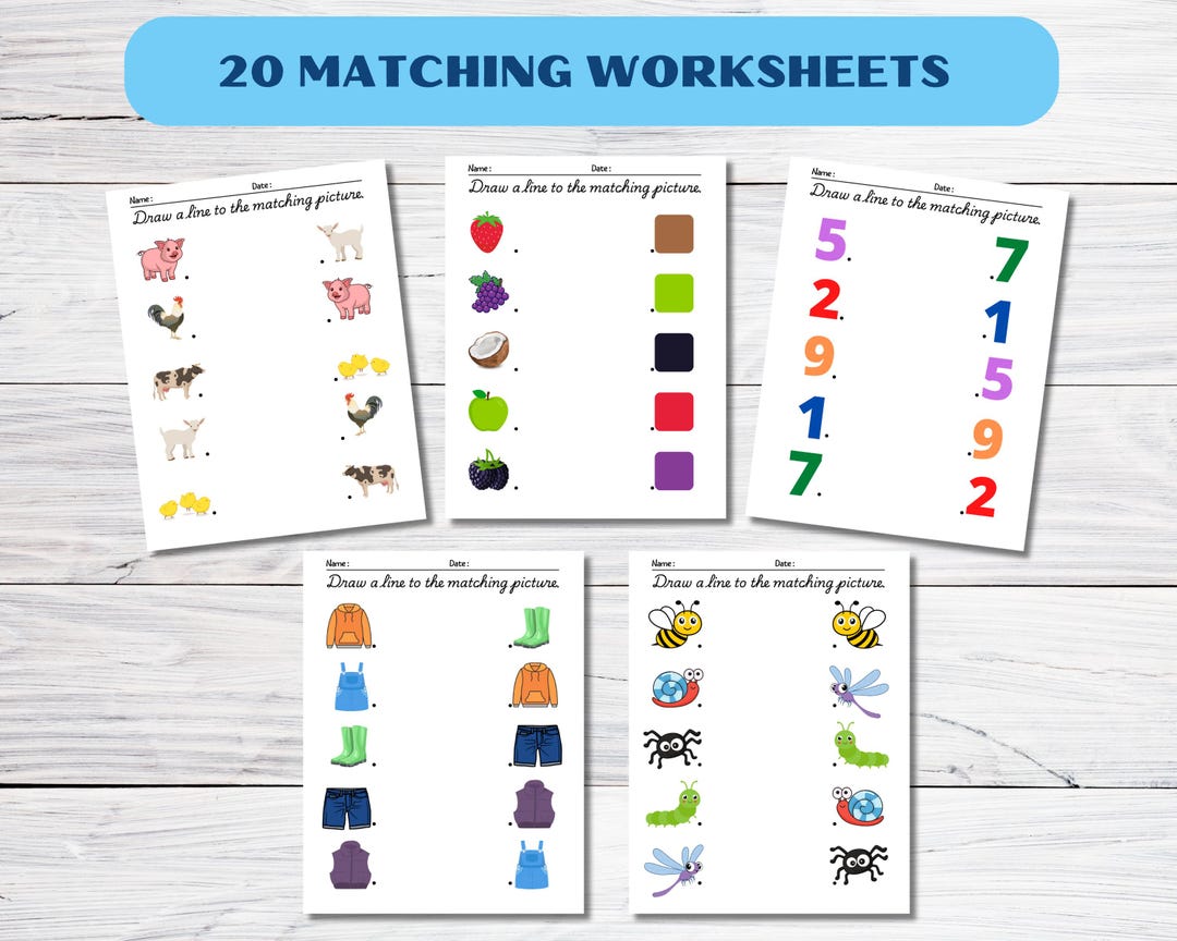 Printable Matching Worksheets, Match the Picture, Kindergarten ...