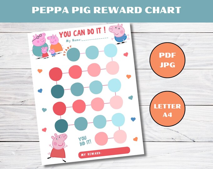 Peppa Pig Reward Chart for Kids, Behaviour Chart, Habit Tracker ...