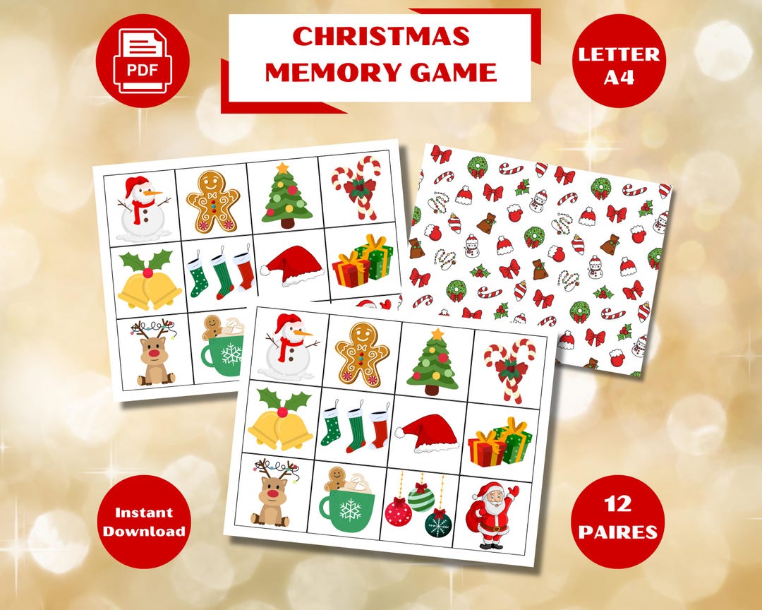 Christmas Memory Game for Kids : Printable Matching Activity (PDF) - Etsy
