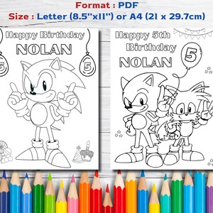 Personalized Sonic Birthday Coloring Pages for Kids (PDF) - Etsy