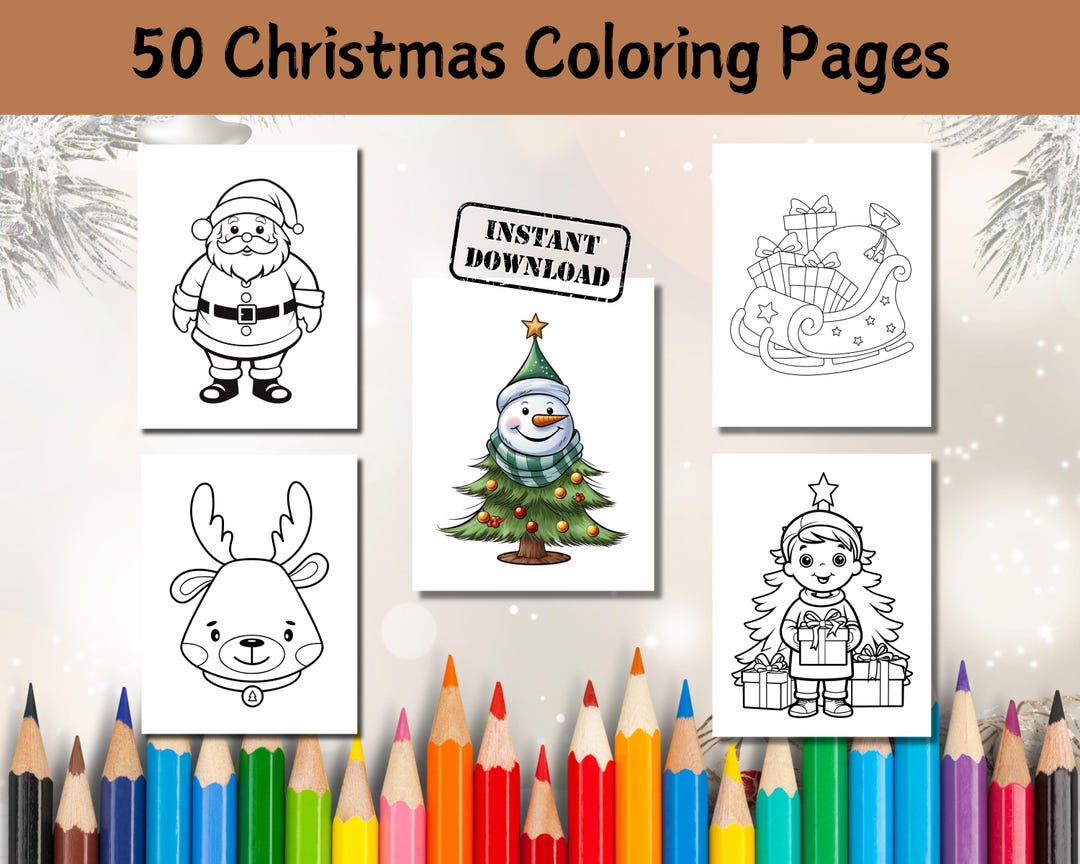 50 Christmas Coloring Pages, Christmas Printable, Christmas Coloring ...
