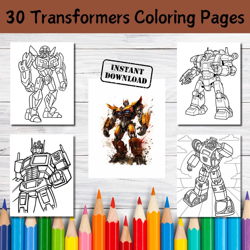 Colouring Pages Transformer - Etsy UK