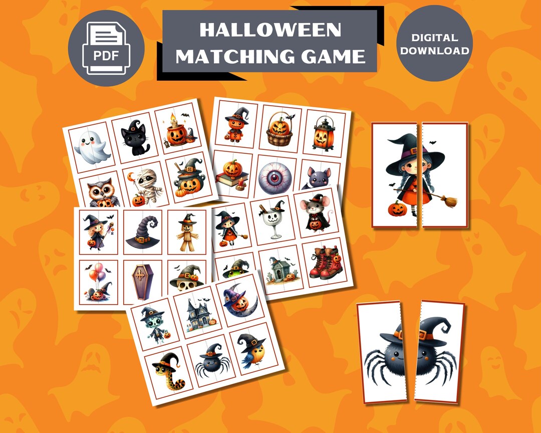 Halloween Matching Game for Kids, Halloween Matching Activity, Matching ...