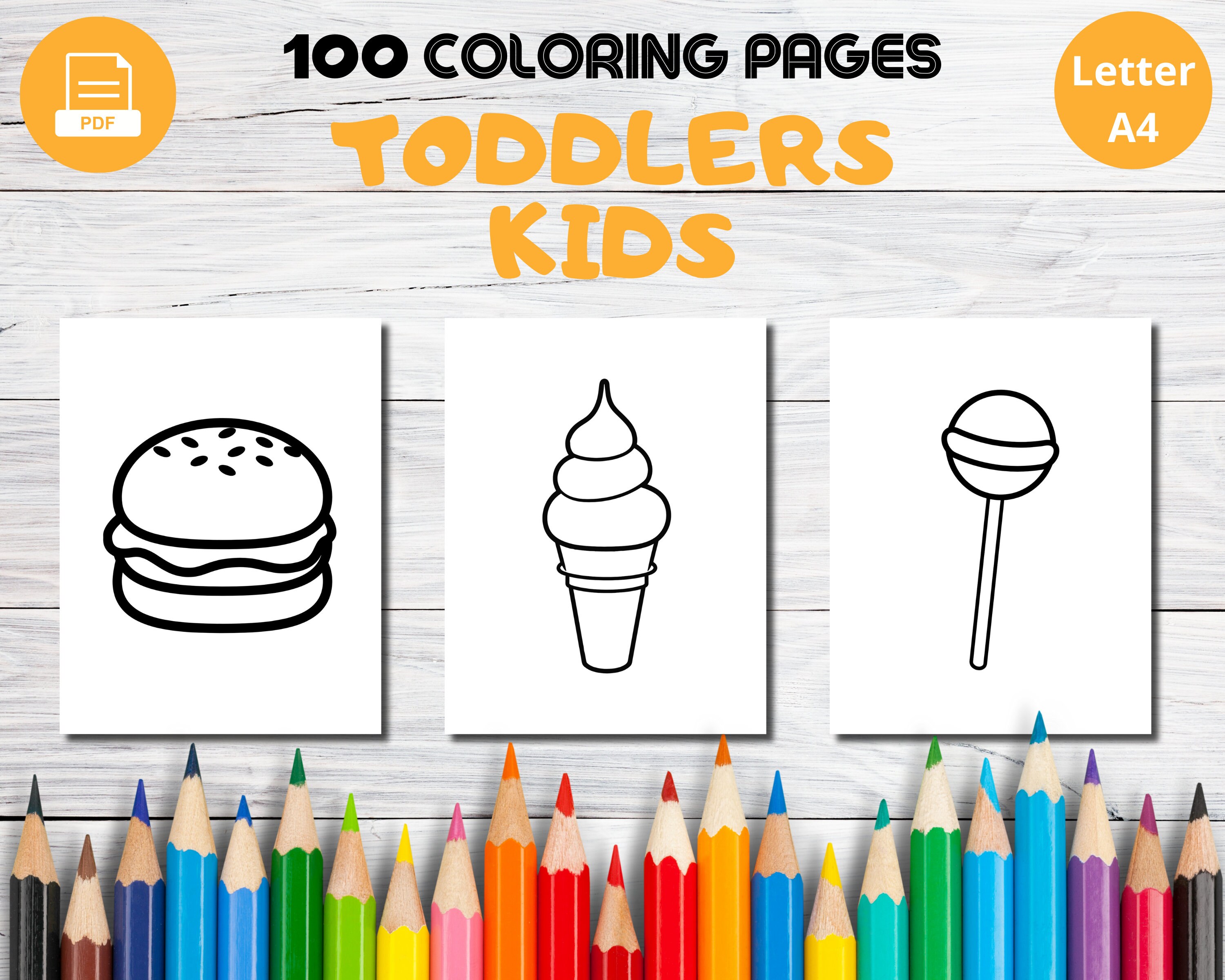 100 Printable Coloring Pages for Kids Toddlers Preschoolers - Etsy