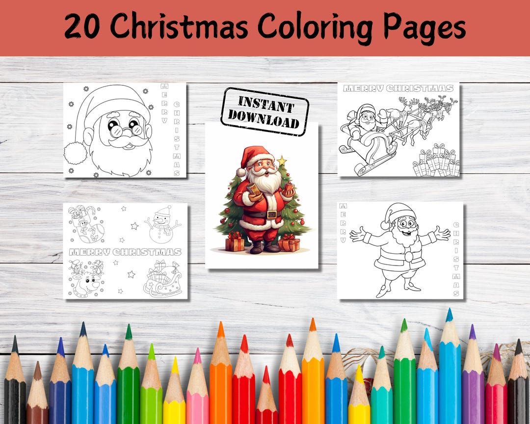 20 Christmas Coloring Pages, Christmas Printable, Christmas Coloring ...
