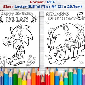 Personalized Sonic Birthday Coloring Pages for Kids (PDF) - Etsy