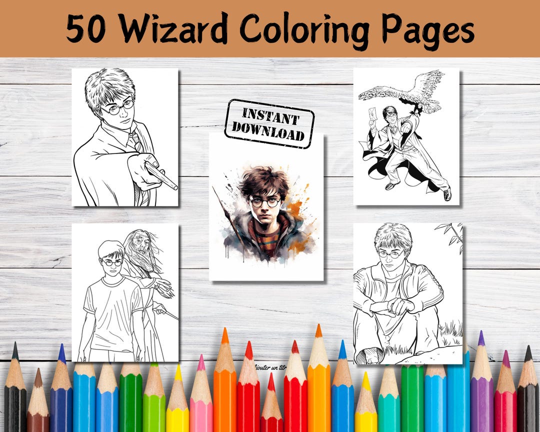 50 Wizards Coloring Pages : Magical Kids Activities (PDF) - Etsy