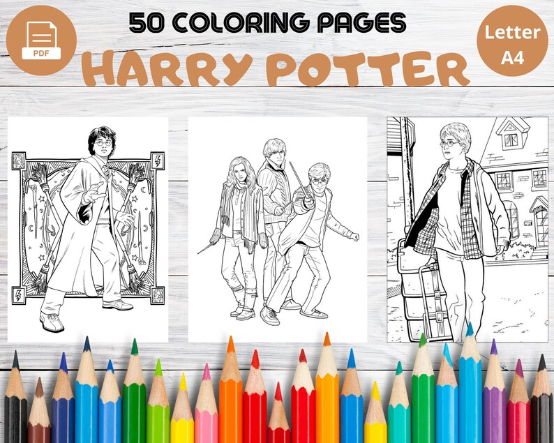 50 Wizards Coloring Pages, Magical Coloring Book, Coloring for Kids ...