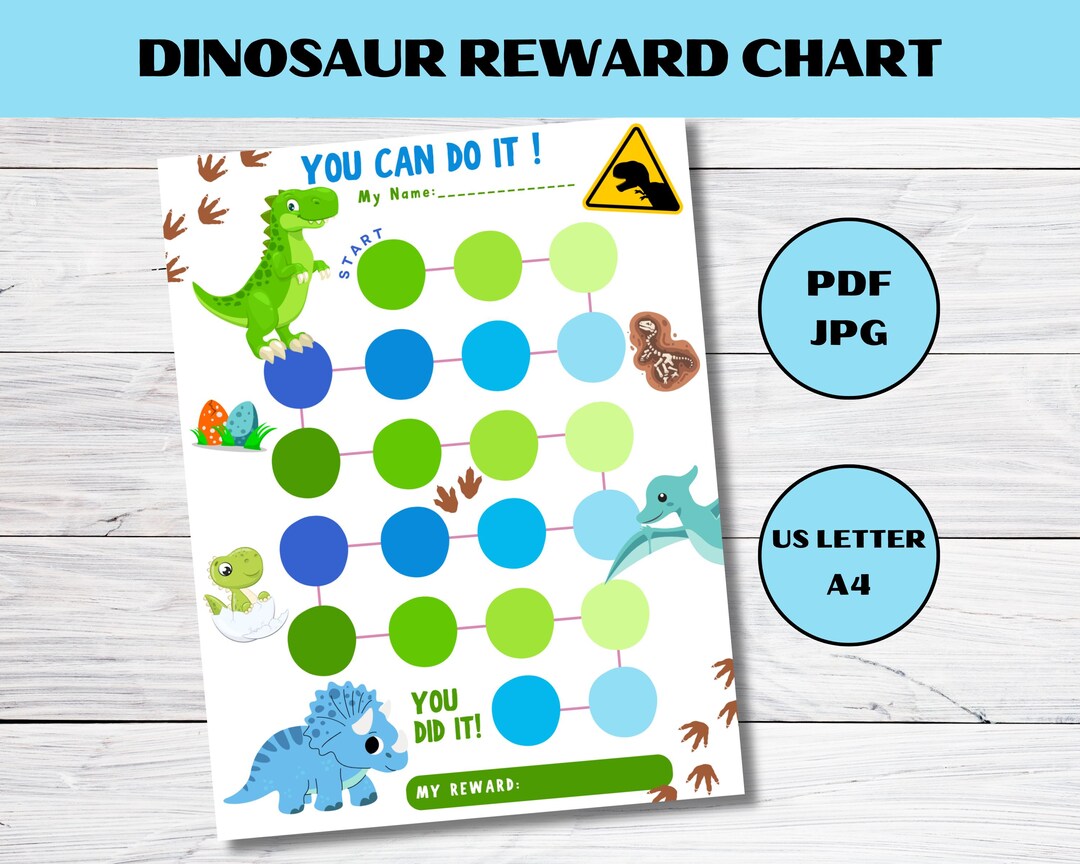 Dinosaur Reward Chart, Printable Reward Chart, Kids Routine Chart ...