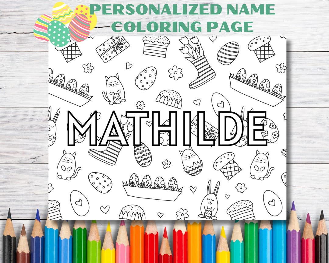 Customizable Name Easter Coloring Page : Kids Printable Activity (PDF ...