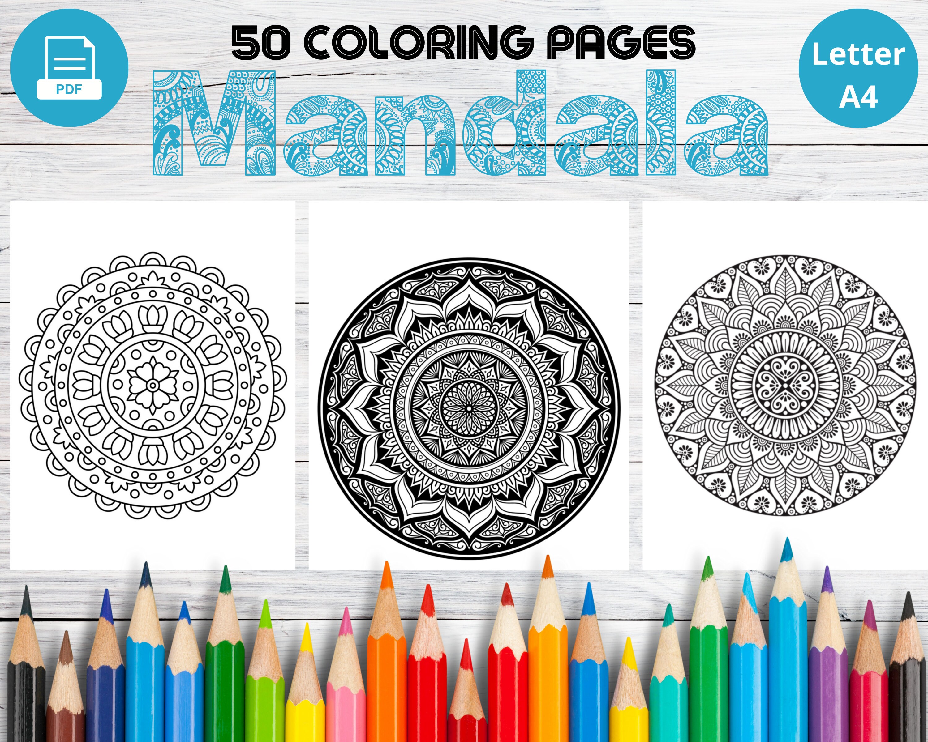 50 Mandala Malseiten, Malseiten ausdrucken, Malseiten, Ausmalen, Erwachsene, Kinder, Mandala ...