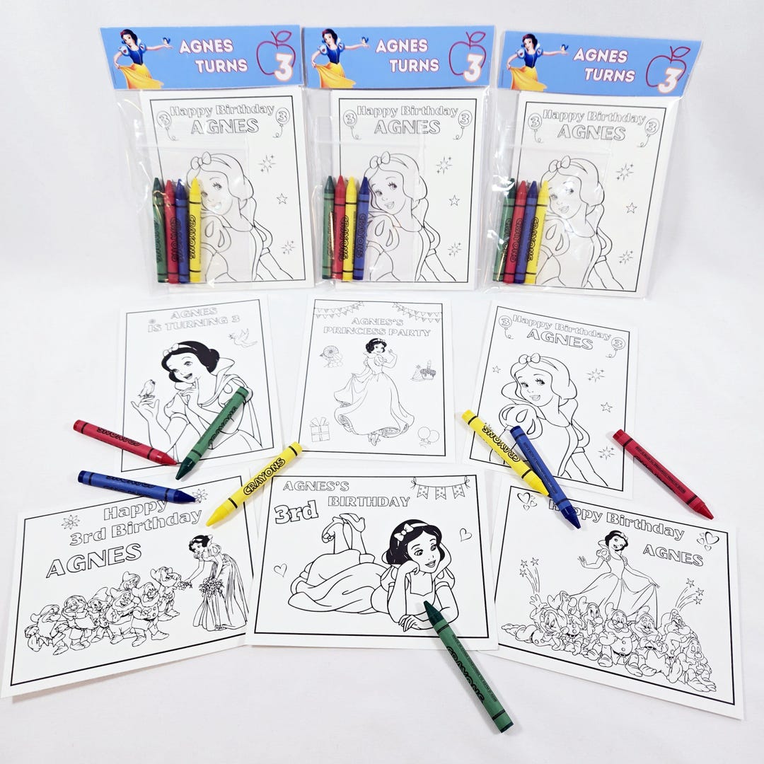 Snow White Party Coloring Packs and Crayons, Snow White Birthday Party ...