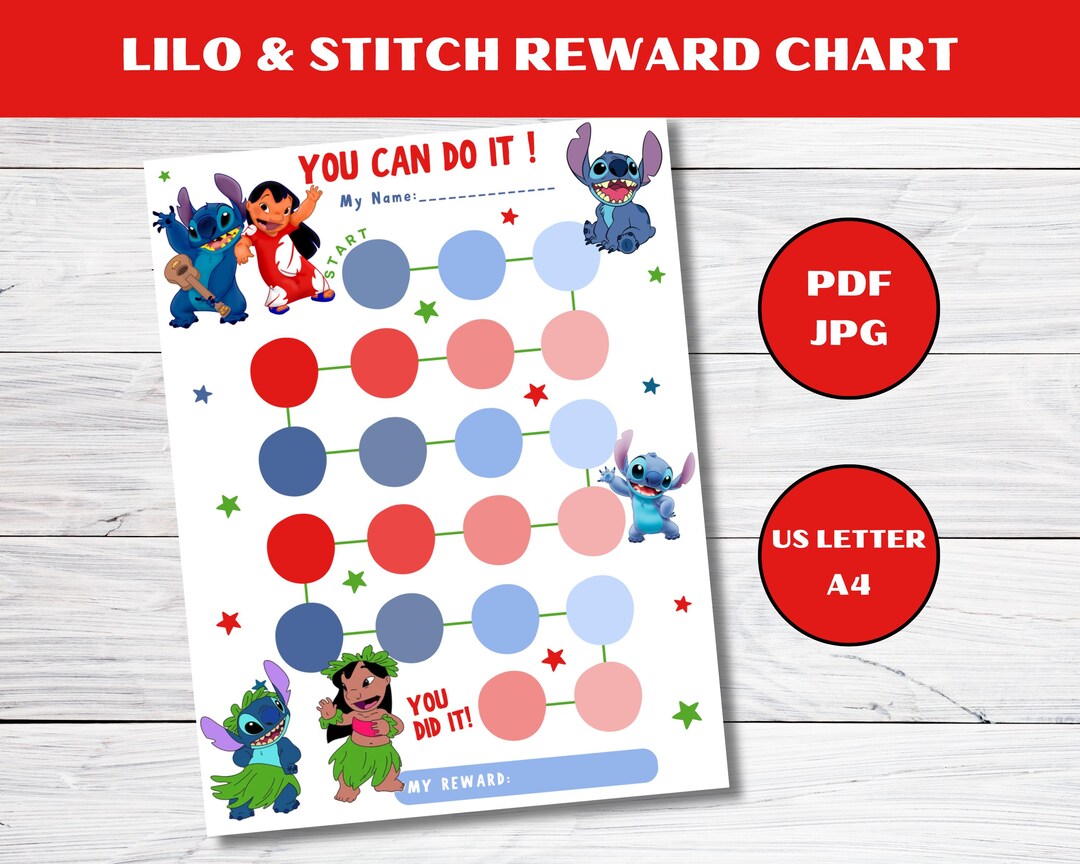 Lilo & Stitch Reward Chart, Printable Reward Chart, Kids Routine Chart ...