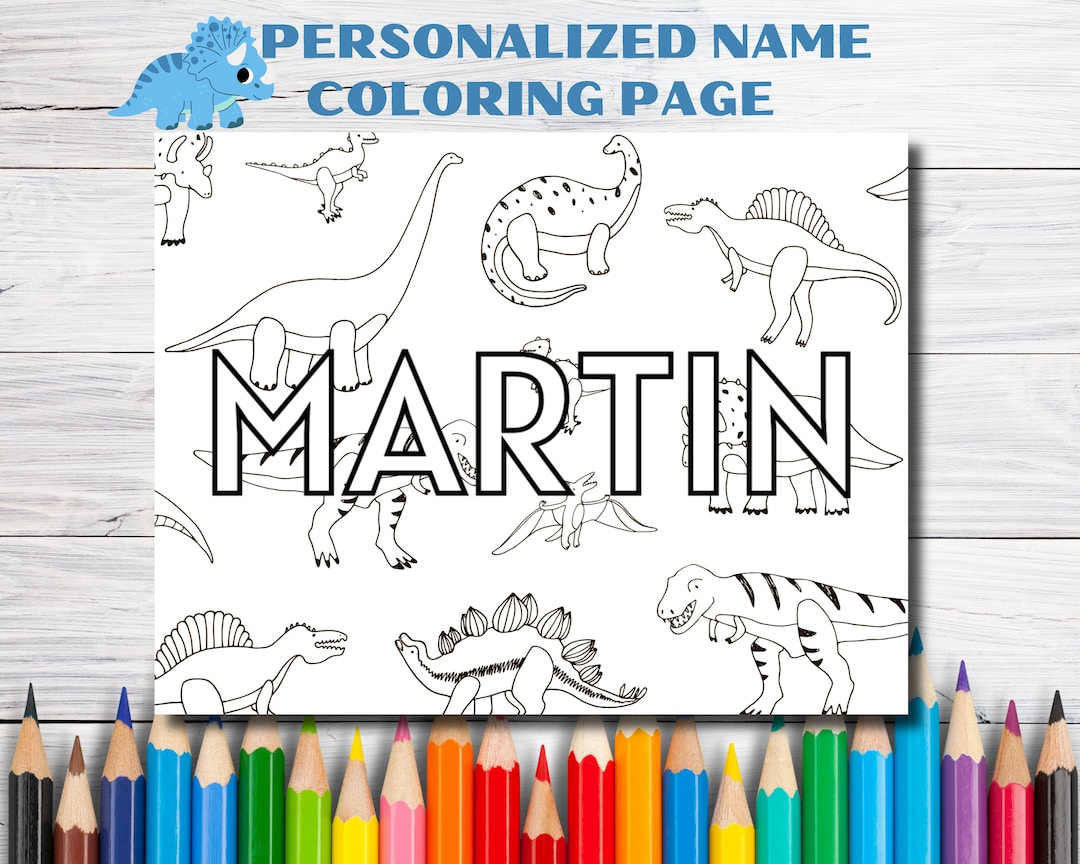 1 Customizable Name Coloring Page, Dinosaur Coloring, Personalize ...