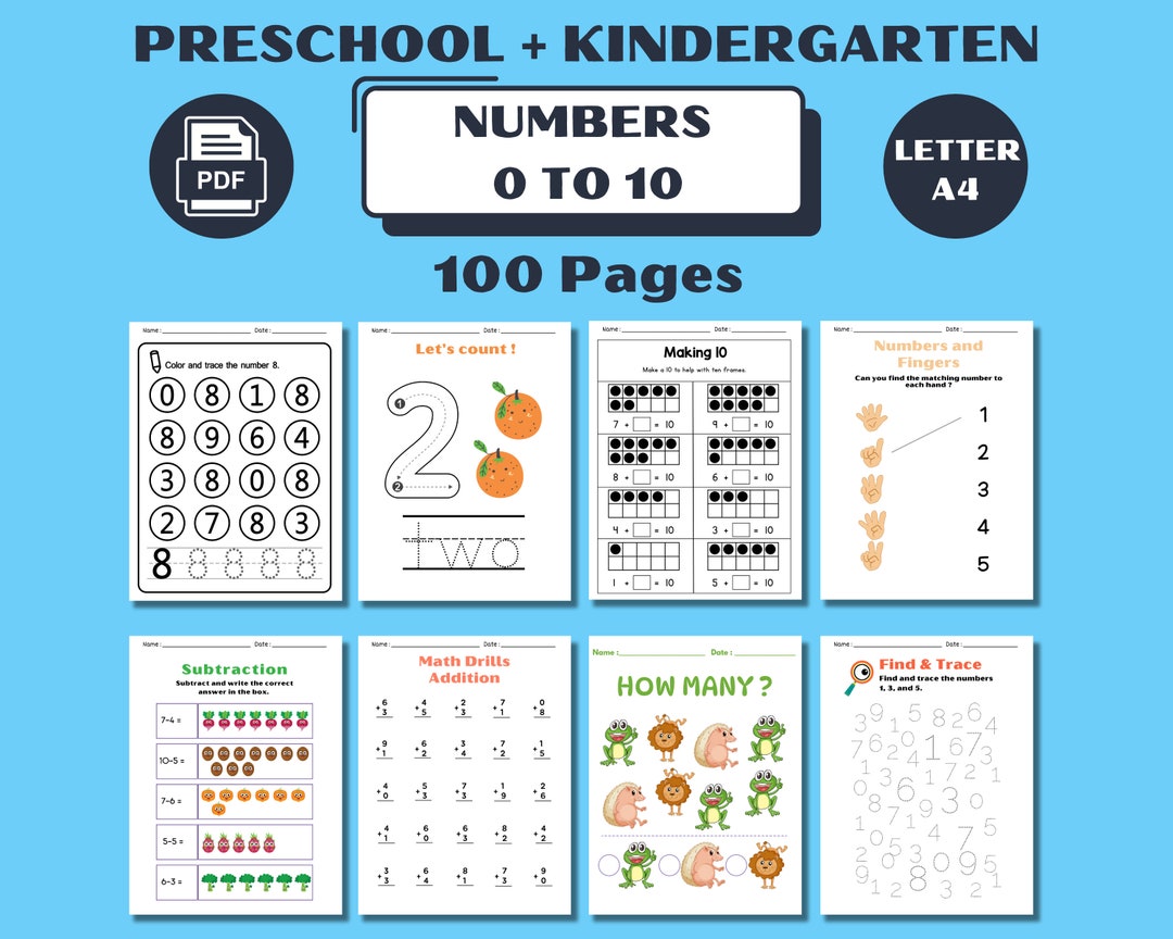 Preschool Pre-k + Kindergarten Learning Bundle, 100 Pages Printable ...