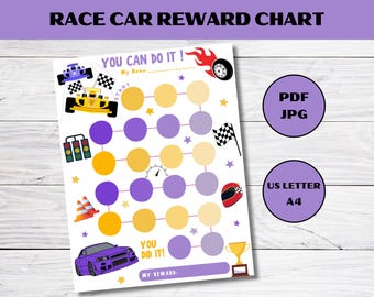 Race Cars Reward Chart Printable Behavior Chart Daily Chore Chart Kids ...