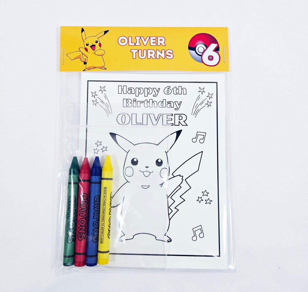 Pokemon Party Coloring Packs and Crayons, Pokemon Birthday Party Favor ...