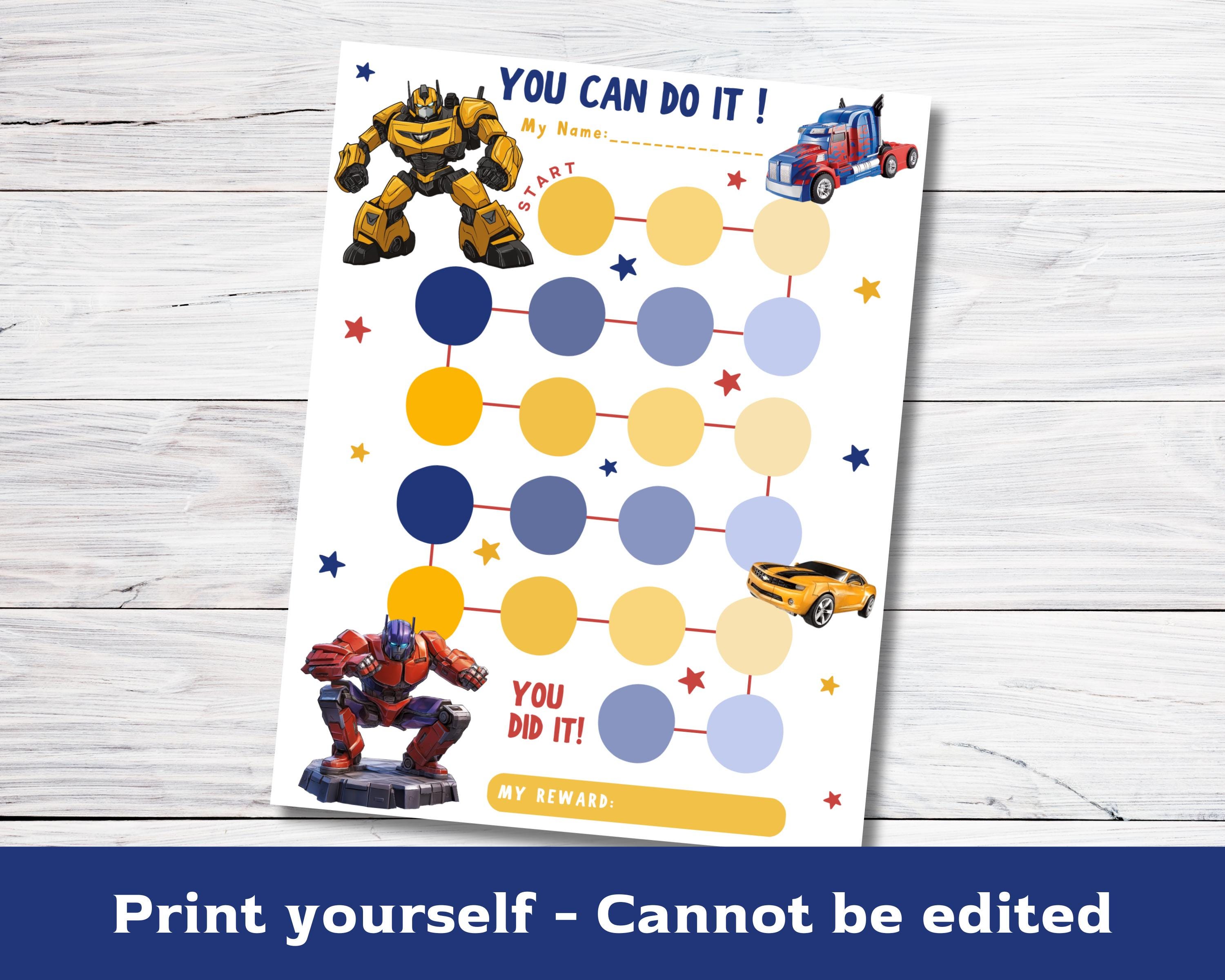 Transformers Reward Chart, Kids Chore Chart (PDF & JPG) - Etsy