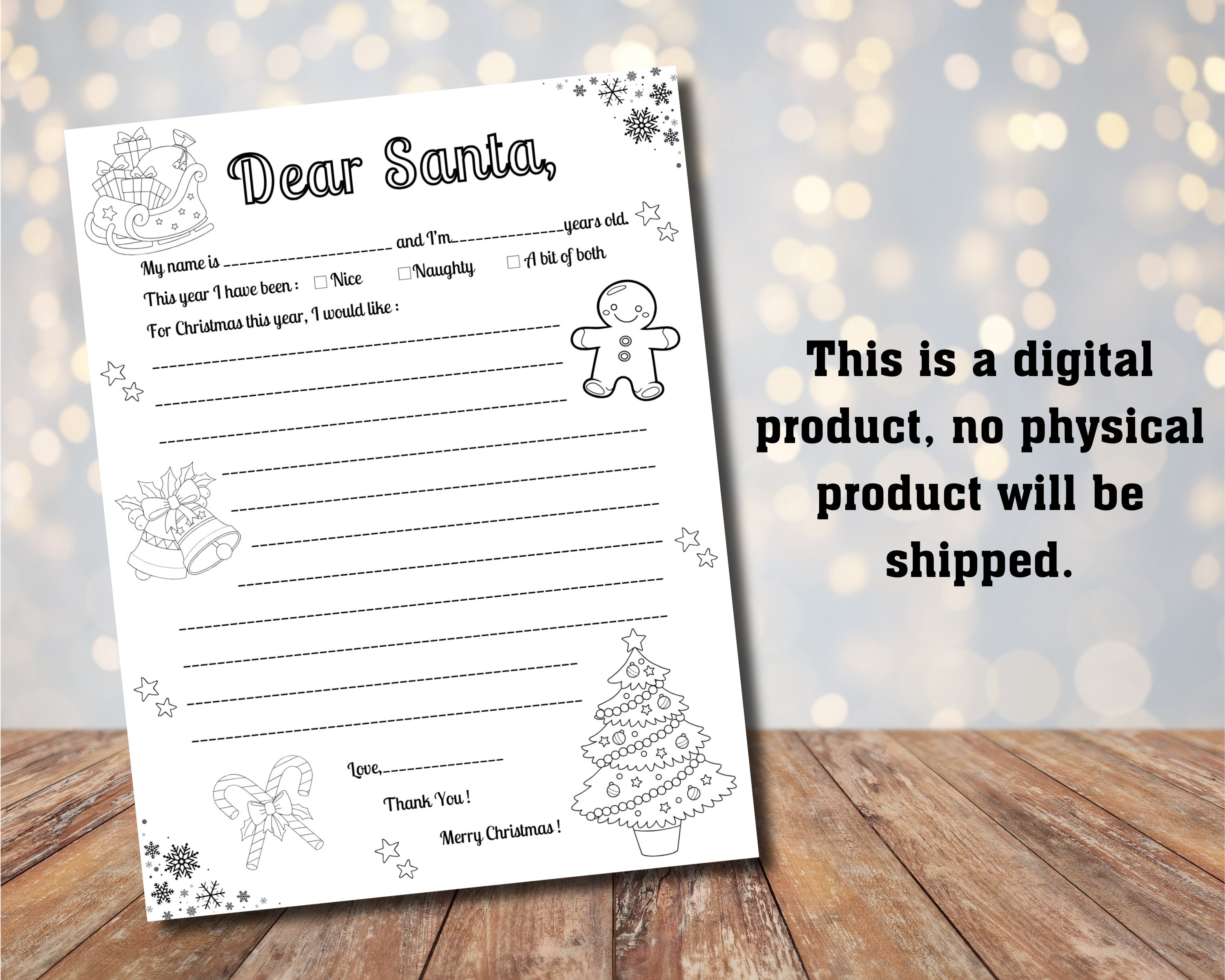 Letter to Santa Printable Dear Santa Wish List Kids Letter - Etsy