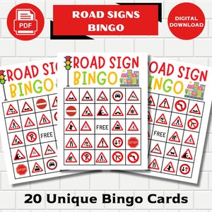 Road Signs Bingo Game for Kids : 20 Printable Cards (PDF) - Etsy