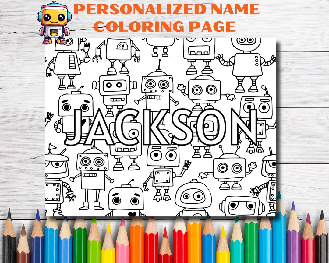 Custom Robot Name Coloring Page : Personalized Kids Activity (PDF) - Etsy