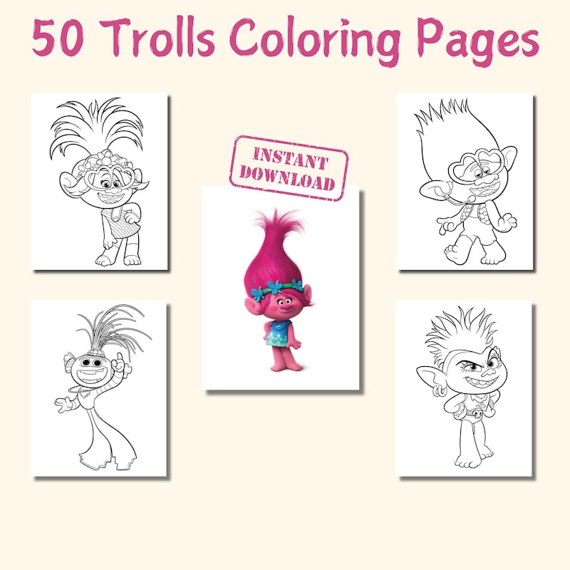 Trolls Coloring Sheet - Etsy