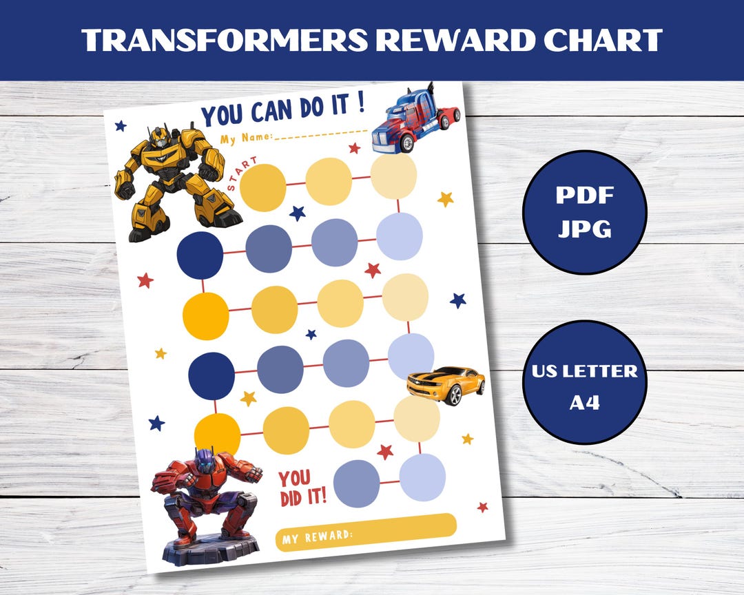 Transformers Reward Chart, Printable Reward Chart, Kids Routine Chart ...