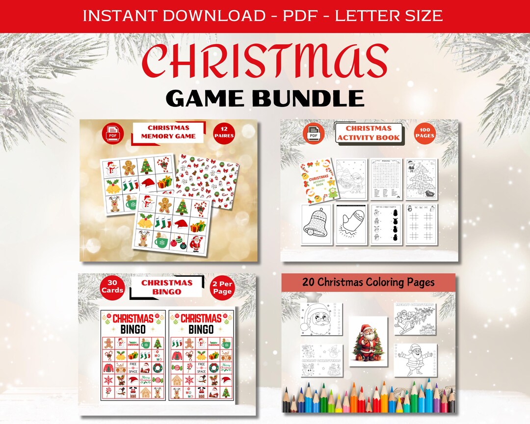 Christmas Game Bundle, Printable Christmas Activity, Printable ...