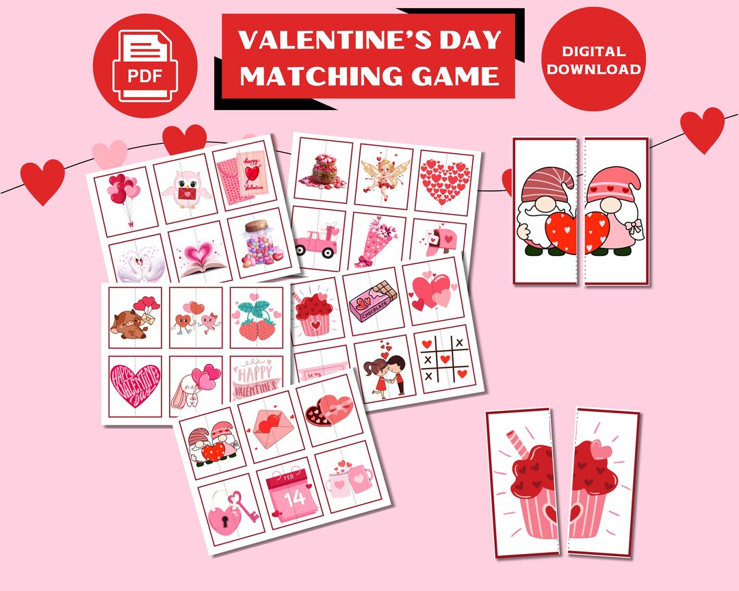 Valentines Day Matching Game for Kids, Valentines Day Matching Activity ...