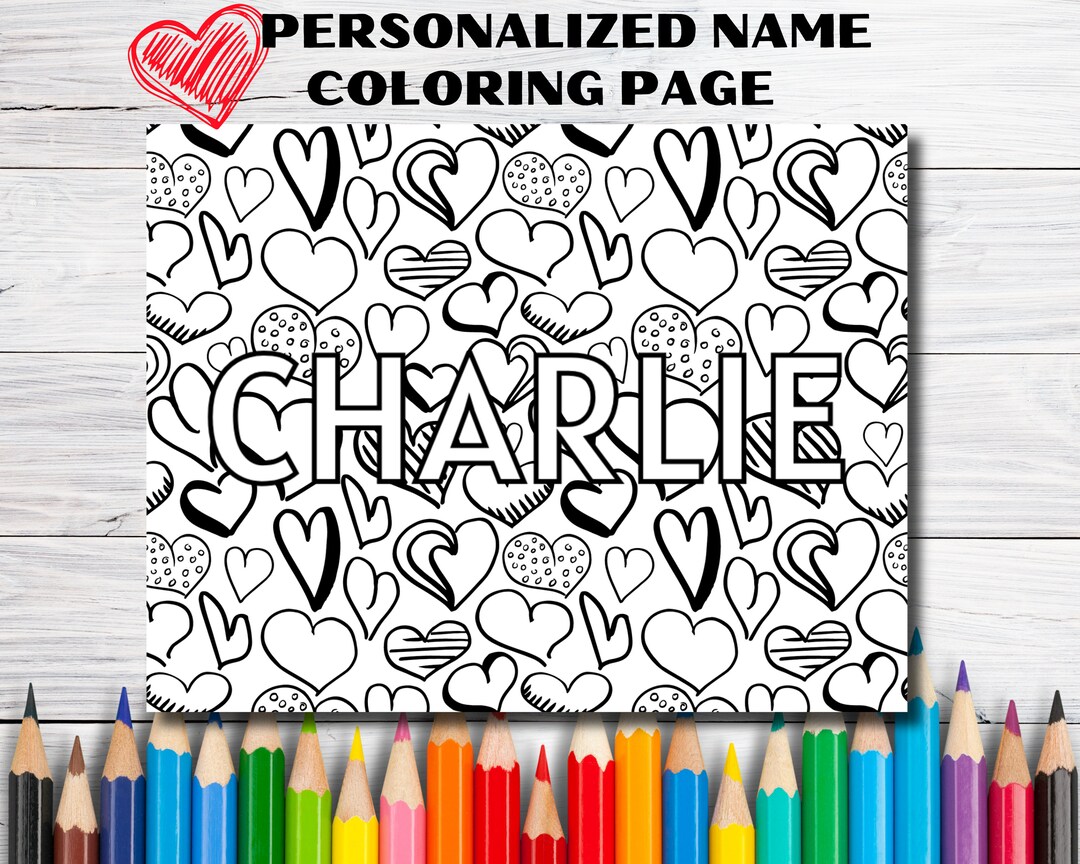 1 Customizable Name Coloring Page, Heart Coloring, Personalize Coloring ...