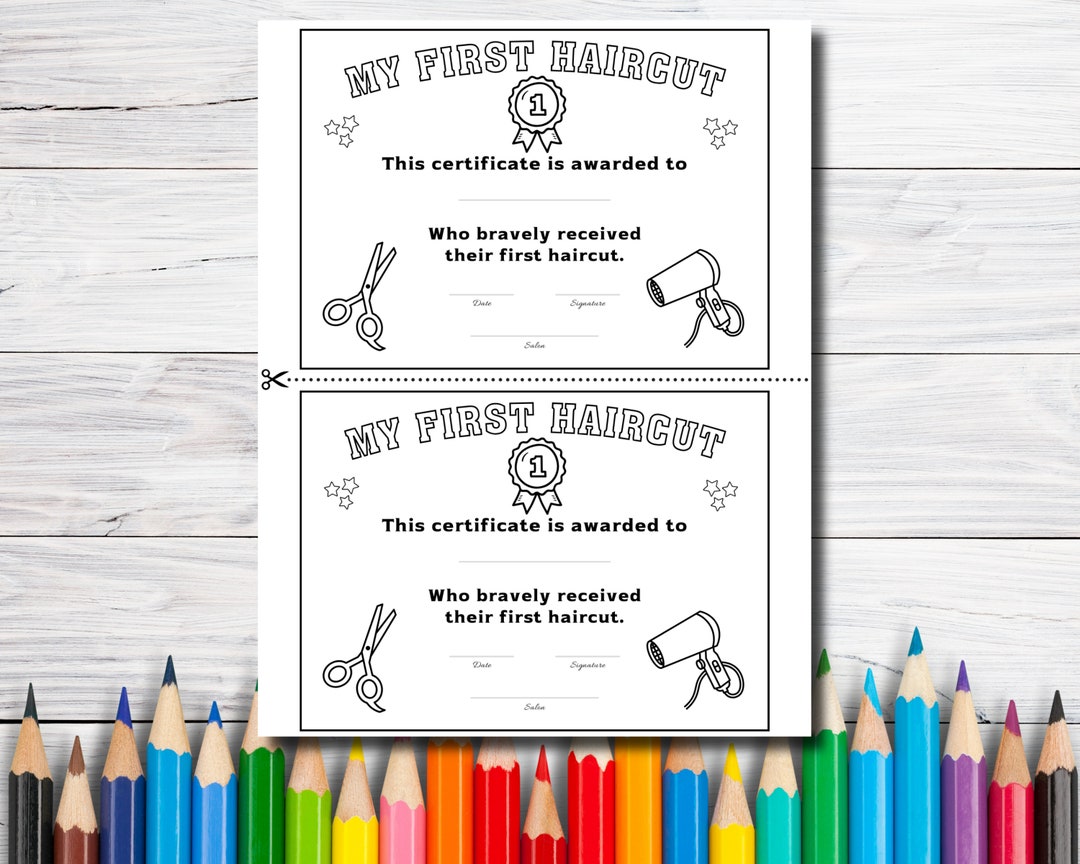 2 My First Haircut Certificates to Color, My First Haircut Reward to ...