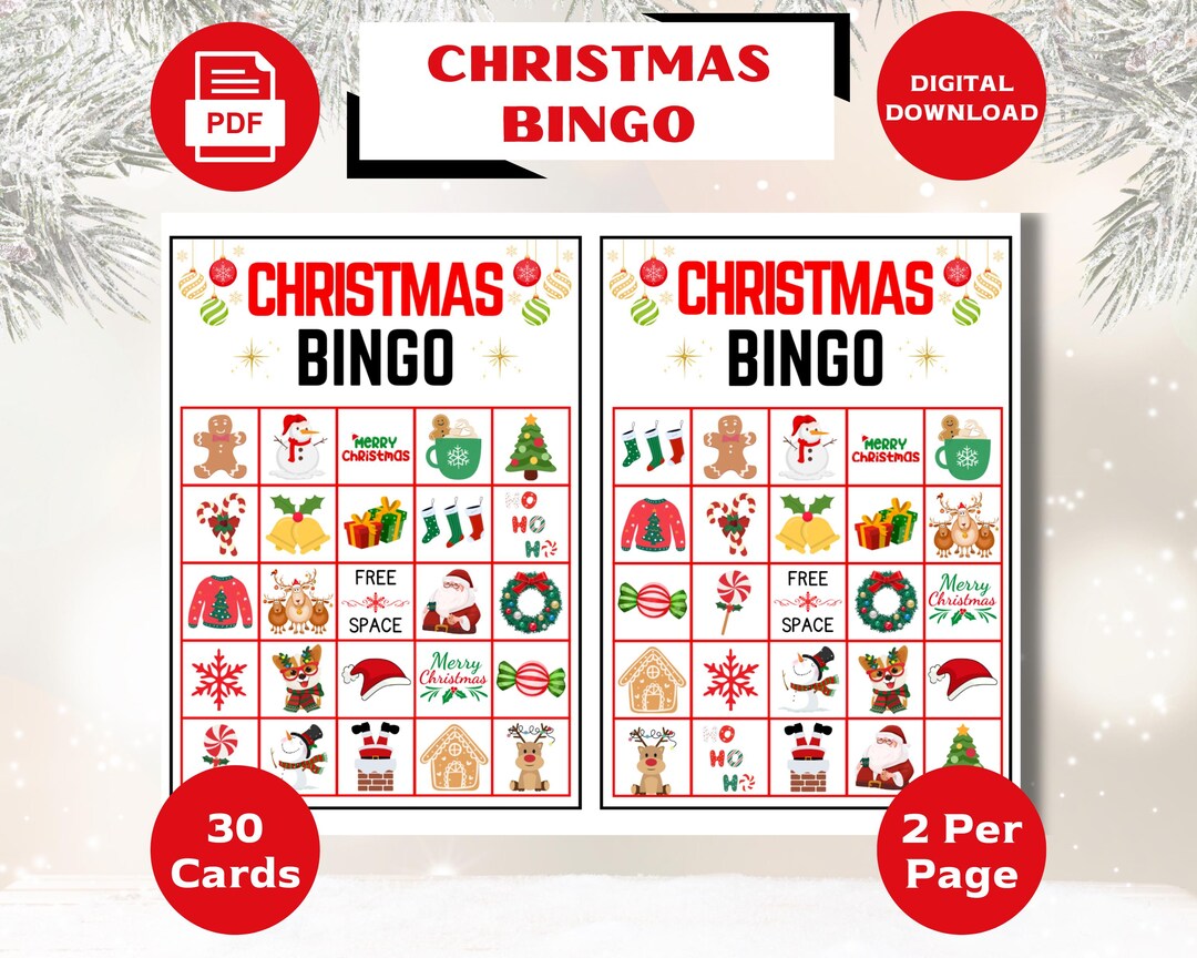 Christmas Bingo Game : 30 Printable Cards for Kids (PDF) - Etsy