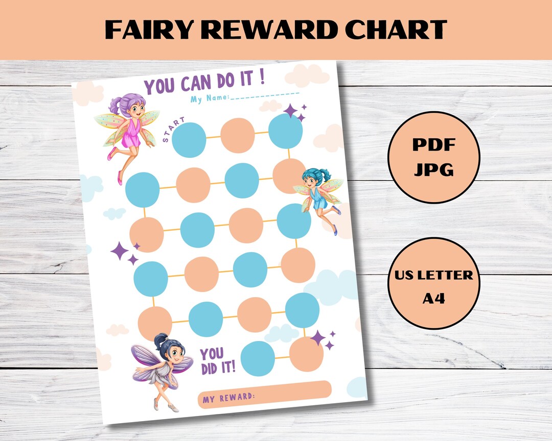 Fairy Reward Chart for Kids, Printable Reward Chart, Kids Routine Chart ...