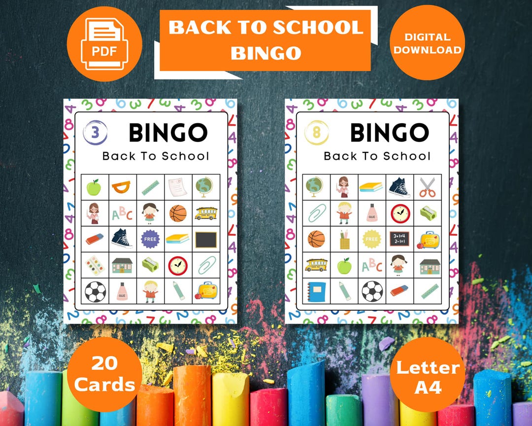 20 Back to School Bingo Cards, Back to School Activities, Bingo Cards ...
