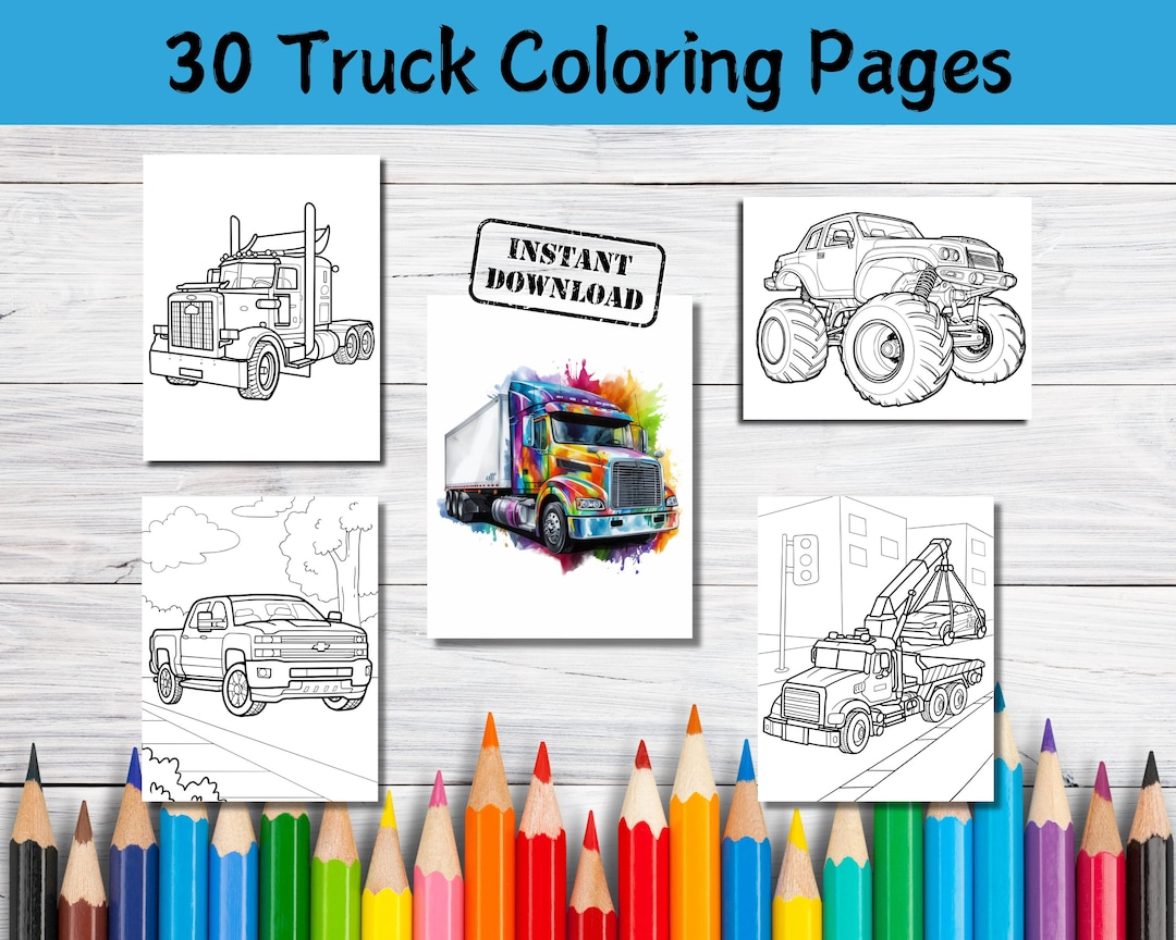 30 Truck Coloring Pages, Coloring Pages for Boys, Truck Coloring Book ...