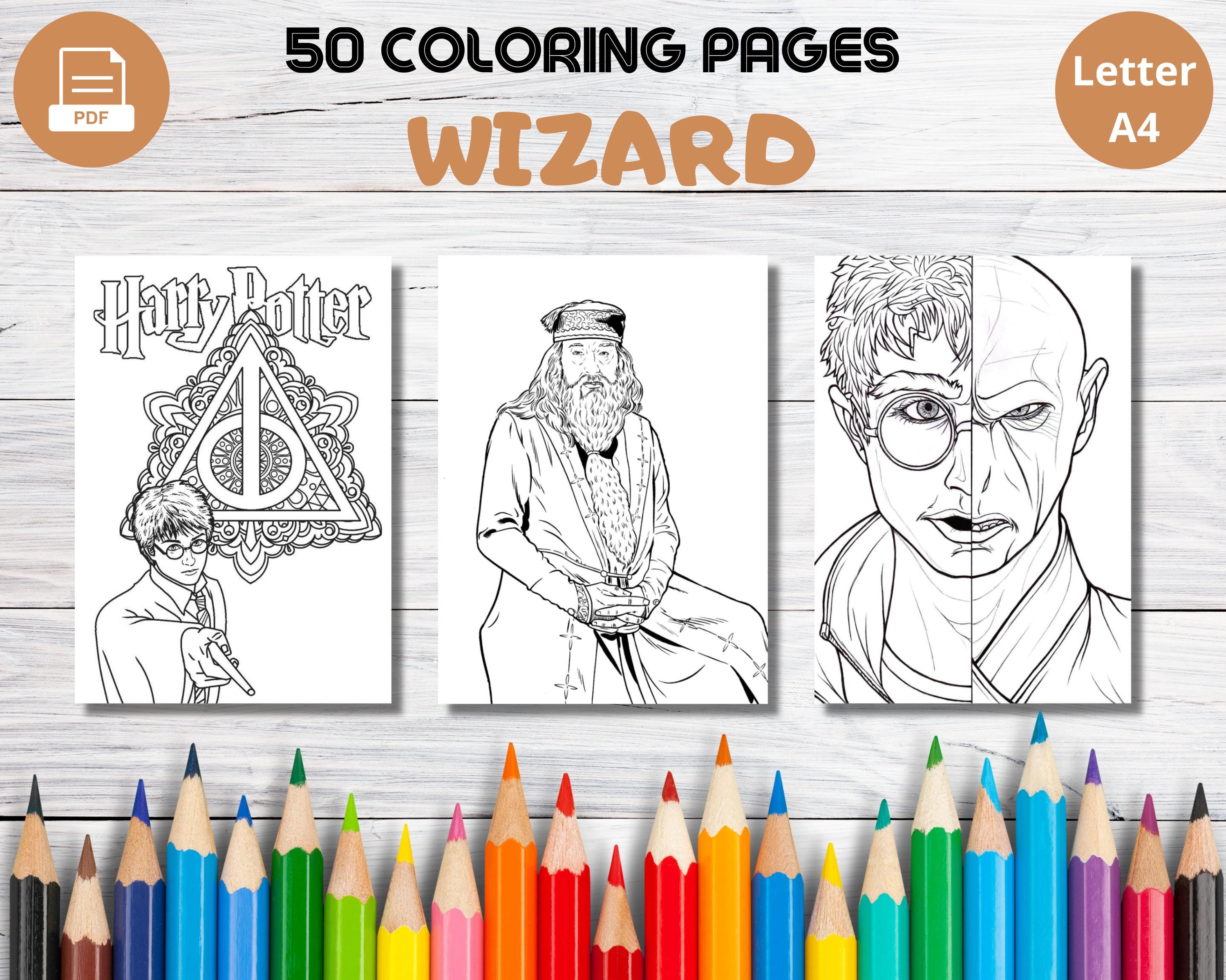 50 Wizards Coloring Pages : Magical Kids Activities (PDF) - Etsy