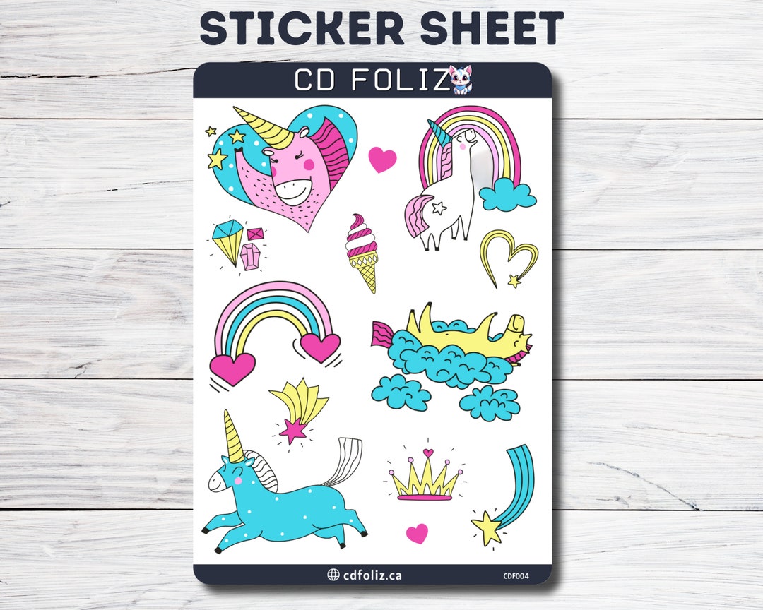 Unicorn Stickers Sheet, Bujo Stickers, Journaling Stickers for Your ...